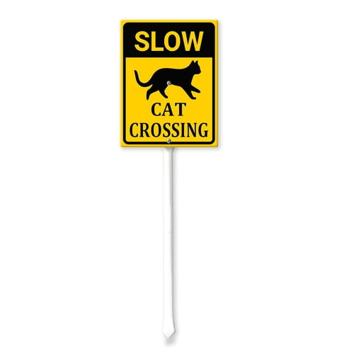 Soliyoahee Slow Cat Crossing Yard Sign with Stake 7x8.8inch Rustproof ...