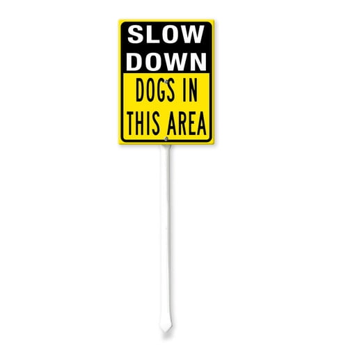Soliyoahee Slow Down Dogs In The Area Yard Sign with Stake 4.6x6inch ...
