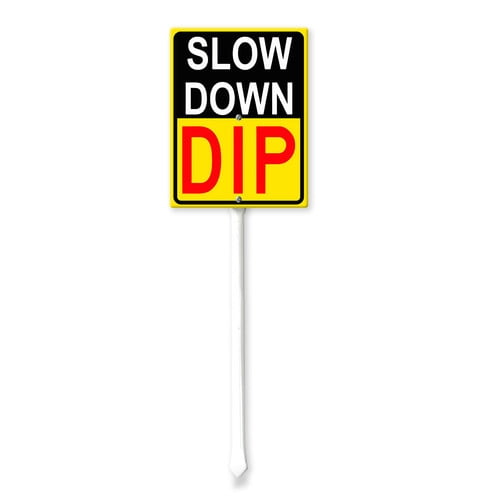 Soliyoahee Slow Down Dip Yard Sign with Stake 7x8.8inch Rustproof ...