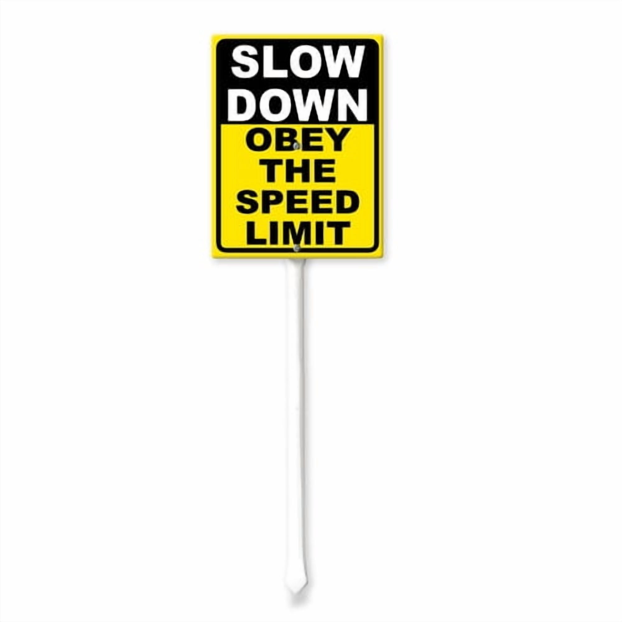 Soliyoahee Slow Down Obey Speed Limit Sign with Stake 4.6x6inch ...