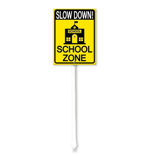 Soliyoahee Slow Down School Zone Yard Sign with Stake 4.6x6inch ...