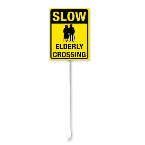 Soliyoahee Slow Elderly Crossing Yard Sign with Stake 7x8.8inch ...