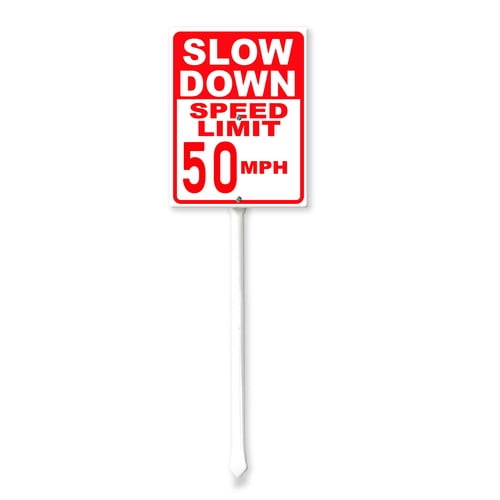 Soliyoahee Slow Down Speed Limit 50MPH Yard Sign with Stake 7x8.8inch ...