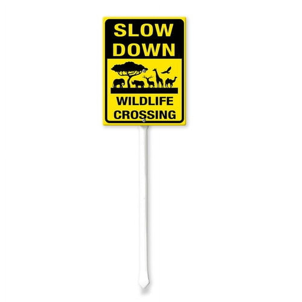 Soliyoahee Slow Down Wildlife Crossing Yard Sign with Stake 8x12inch ...