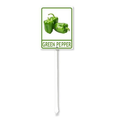 Soliyoahee Stake Crop Signs 4.6x6inch Green Pepper Yard Signs Farm ...