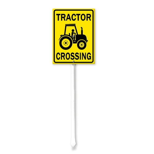 Soliyoahee Tractor Crossing Yard Sign with Stake 8x12inch Rustproof ...