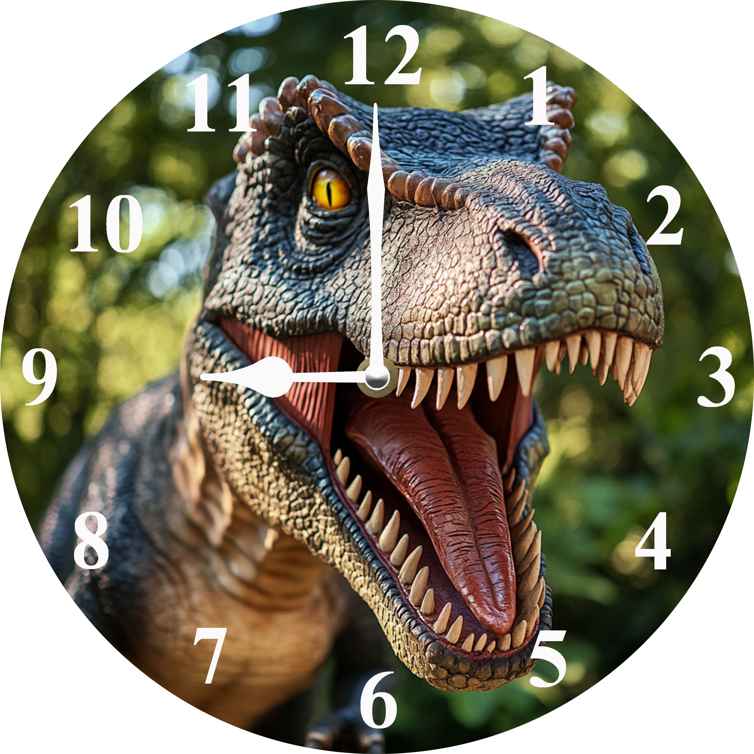 Soliyoahee Tyrannosaurus Rex Clock 10inch Wooden Round Home Decor Wall ...