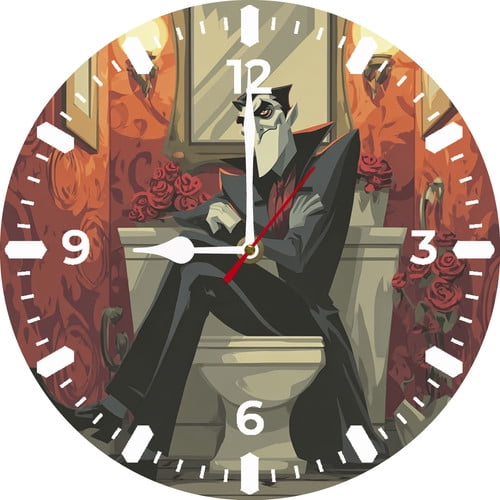 Soliyoahee Vampire Wall Clock in the Toilet 10inch Wooden Round ...