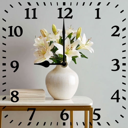 Soliyoahee Vase Lily Clock 10inch Wooden Square Wall Clock Living Room ...