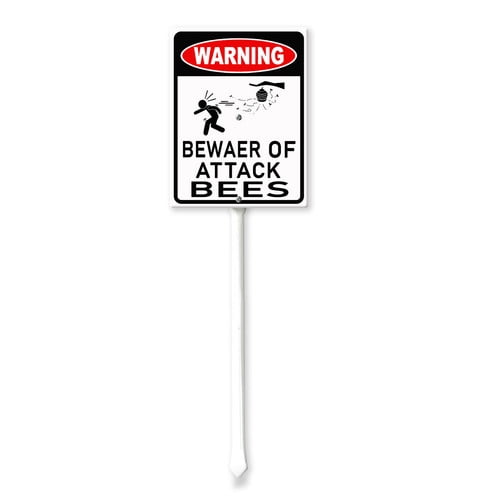 Soliyoahee Warning Beware of Attack Bees Yard Sign with Stake 7x8.8inch ...