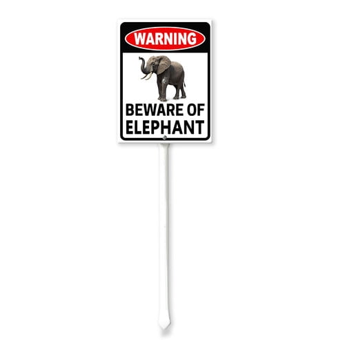 Soliyoahee Warning: Beware of Elephant Yard Sign with Stake 4.6x6inch ...