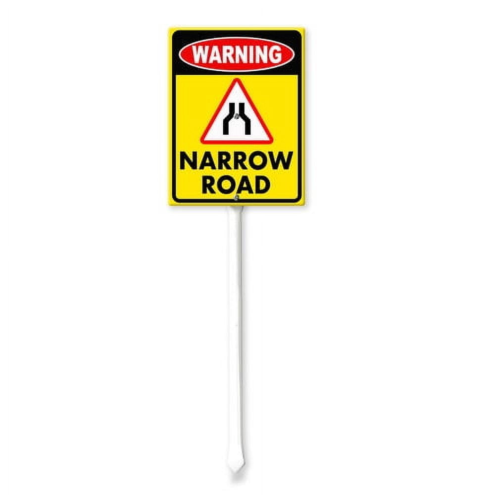 Soliyoahee Warning Narrow Road Yard Sign with Stake 8x12inch Rustproof ...