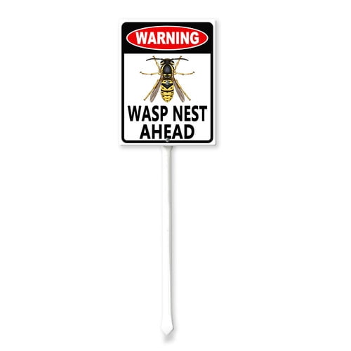 Soliyoahee Warning: Wasp Nest Ahead Yard Sign with Stake 8x12inch ...