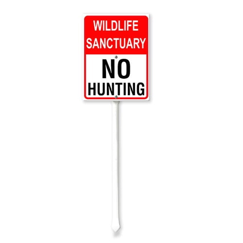 Soliyoahee Wildlife Sanctuary No Hunting Yard Sign with Stake 4.6x6inch ...