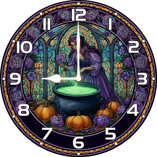 Soliyoahee Witch Potion Clock 10inch Wooden Round Halloween Wall Clock ...