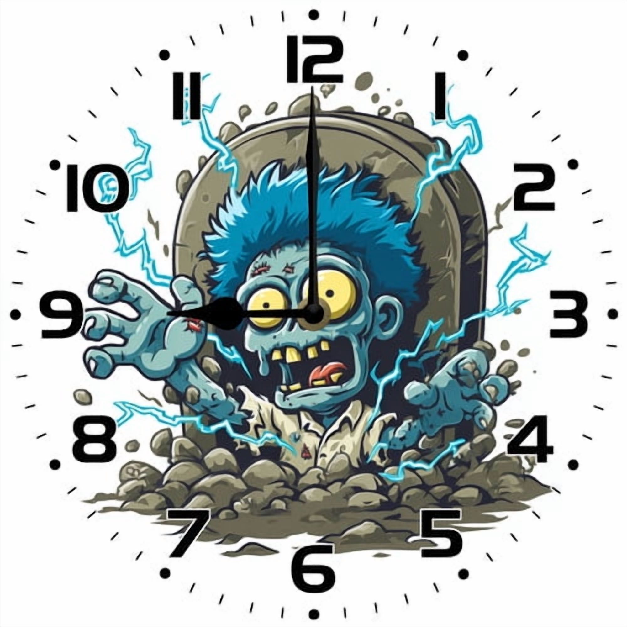 Soliyoahee Zombie Clock 10inch Wooden Round Halloween Wall Clock Silent ...