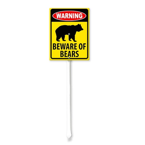 Soliyoaheel Warning Beware fo Bear Yard Sign with Stake 7x8.8inch ...
