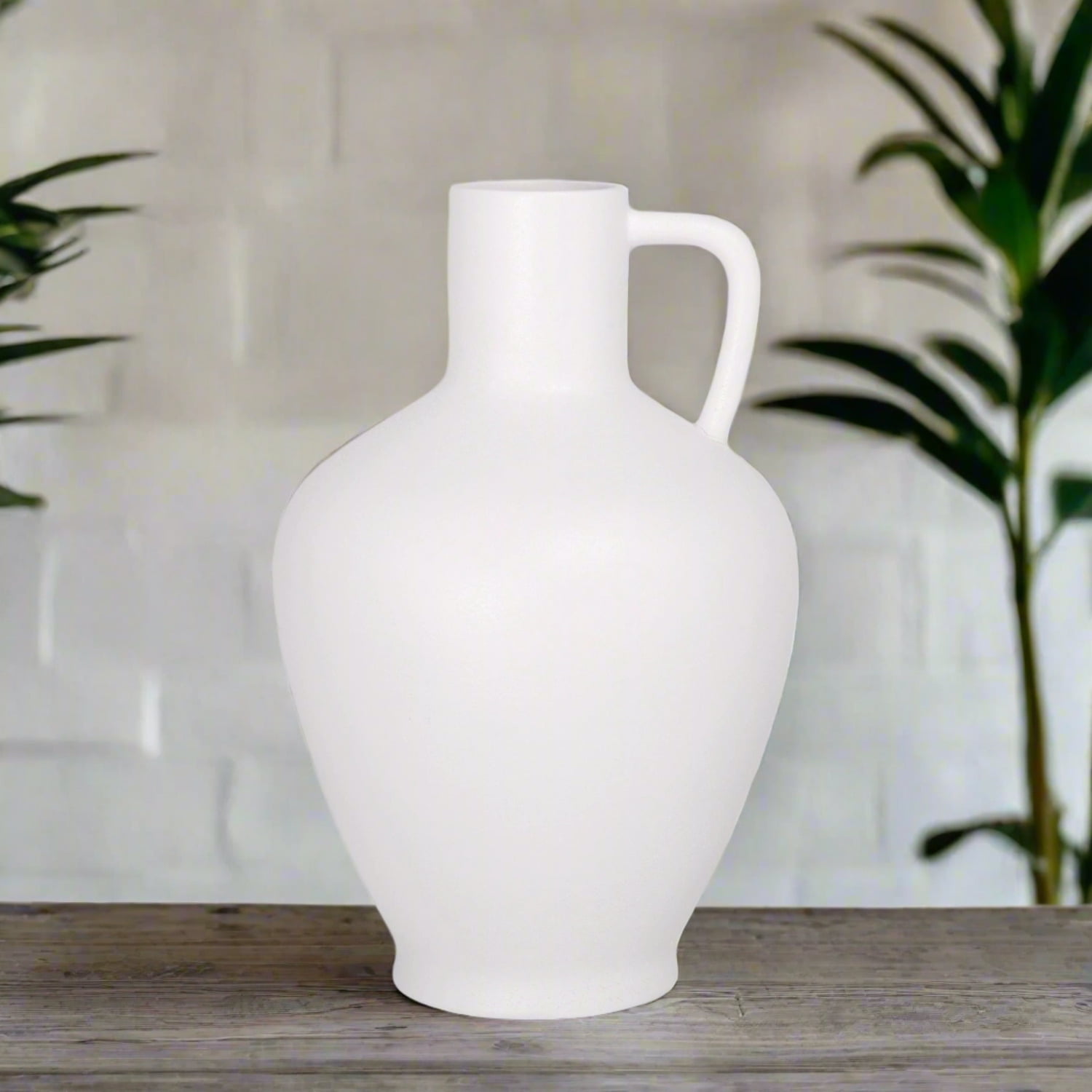 Solmere White Ceramic Vase with Handle - Walmart.com
