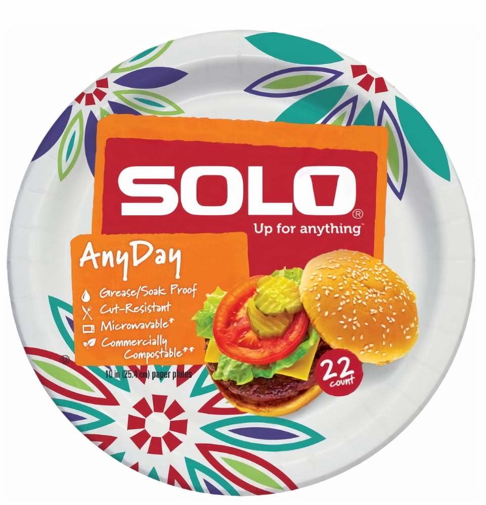 Solo 10-Inch Any Day Paper Plates 22-Count (Designs May Vary) (Pack of ...