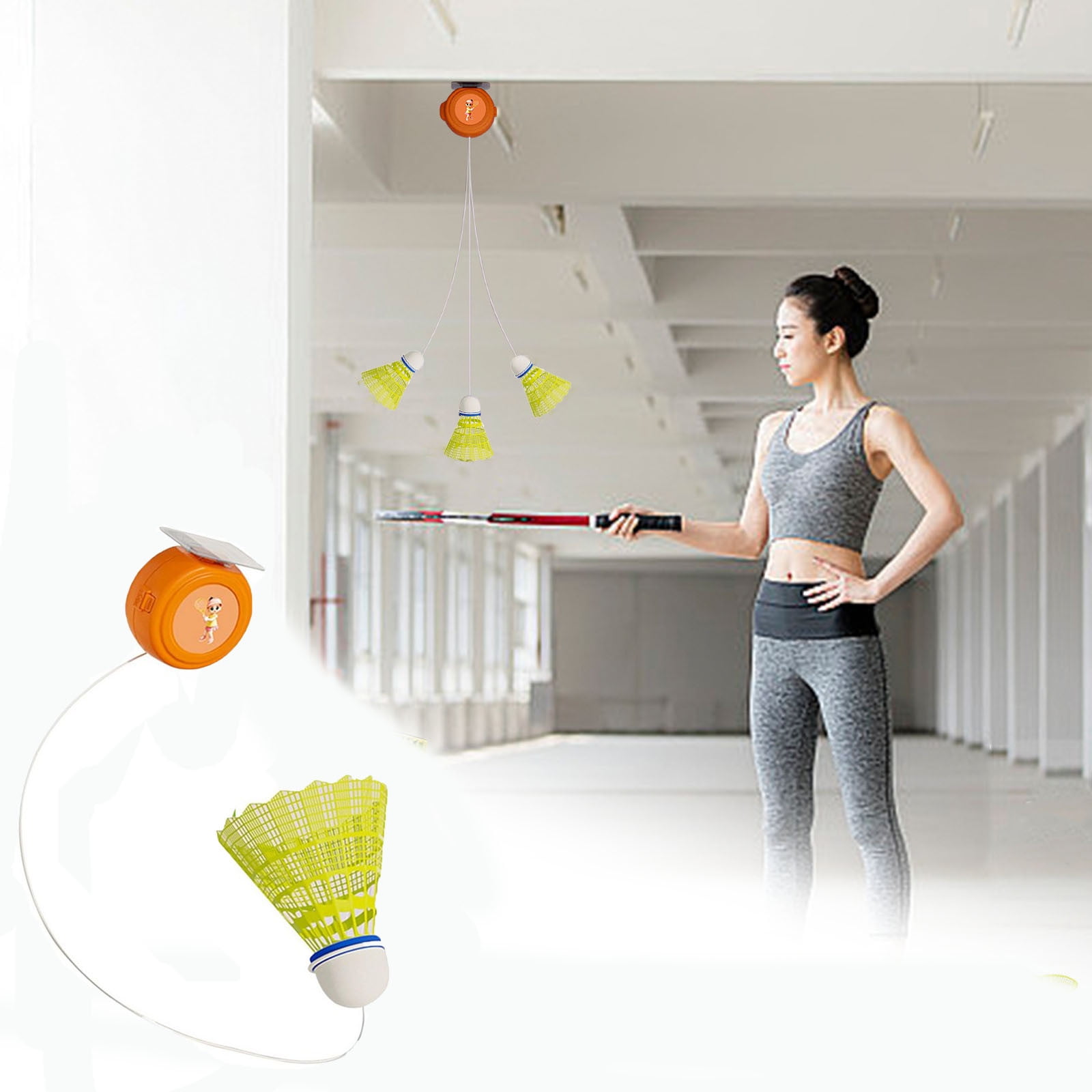 Solo Badminton Trainer Set - Rebound Practice Device w/Ball & Wall ...