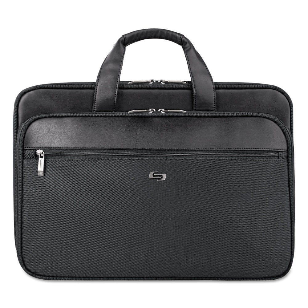 Solo Classic Smart Strap Briefcase, 16, 17 1/2 x 5 1/2 x 12, Black ...