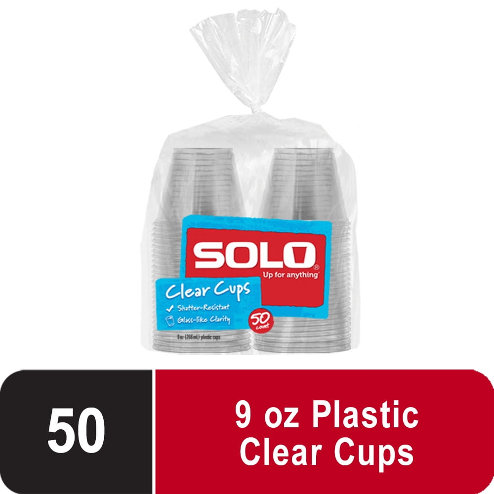 Solo Party Disposable Plastic Cups, Clear, 9 oz, 50 Count - Walmart.com