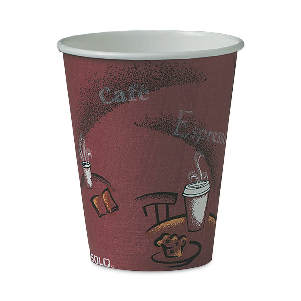 Solo Cup Bistro Design Disposable Paper Cups, 8 fl oz, Maroon, 1000 ...