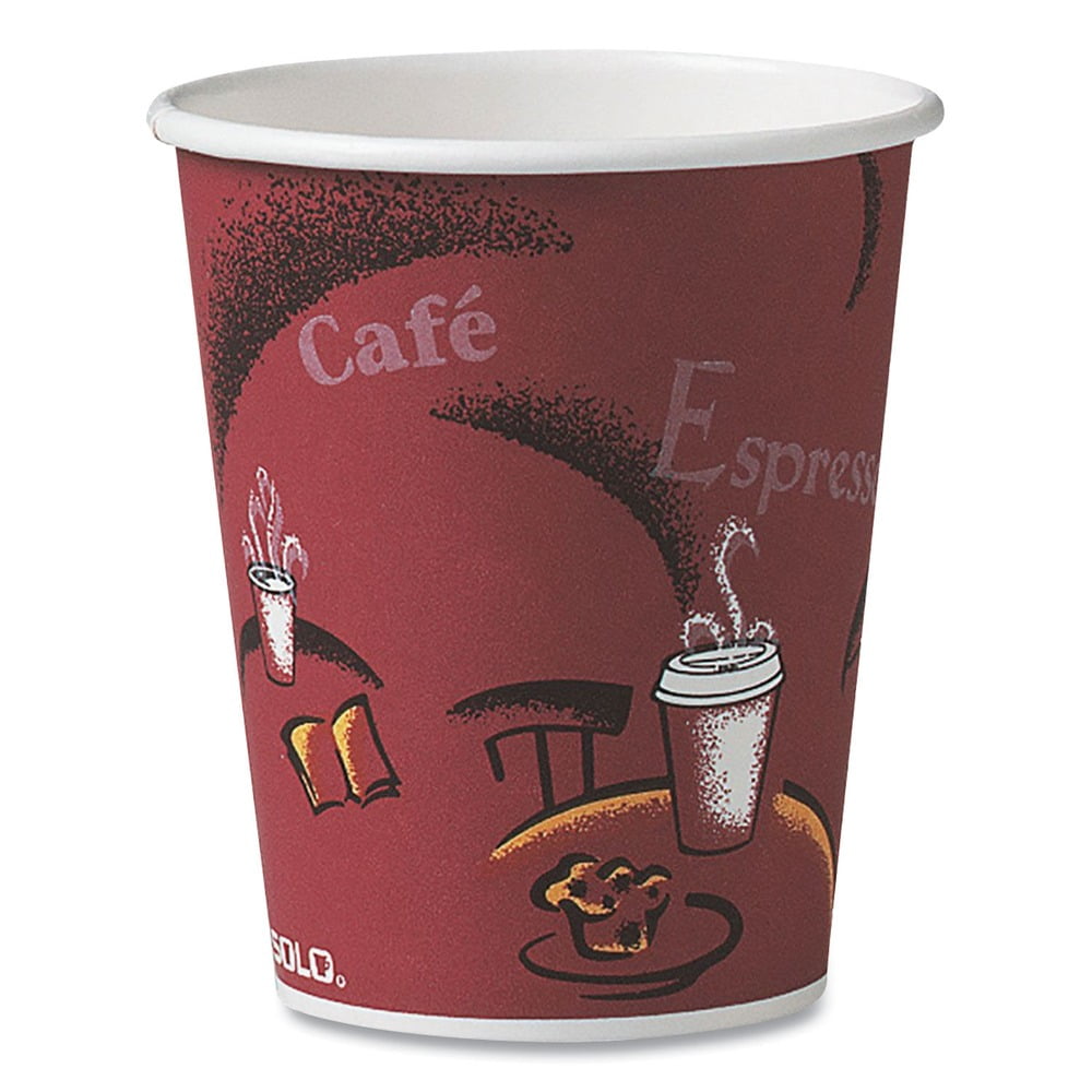 SOLO 370SI-0041 10 oz. Paper Hot Drink Cups in Bistro Design - Maroon ...