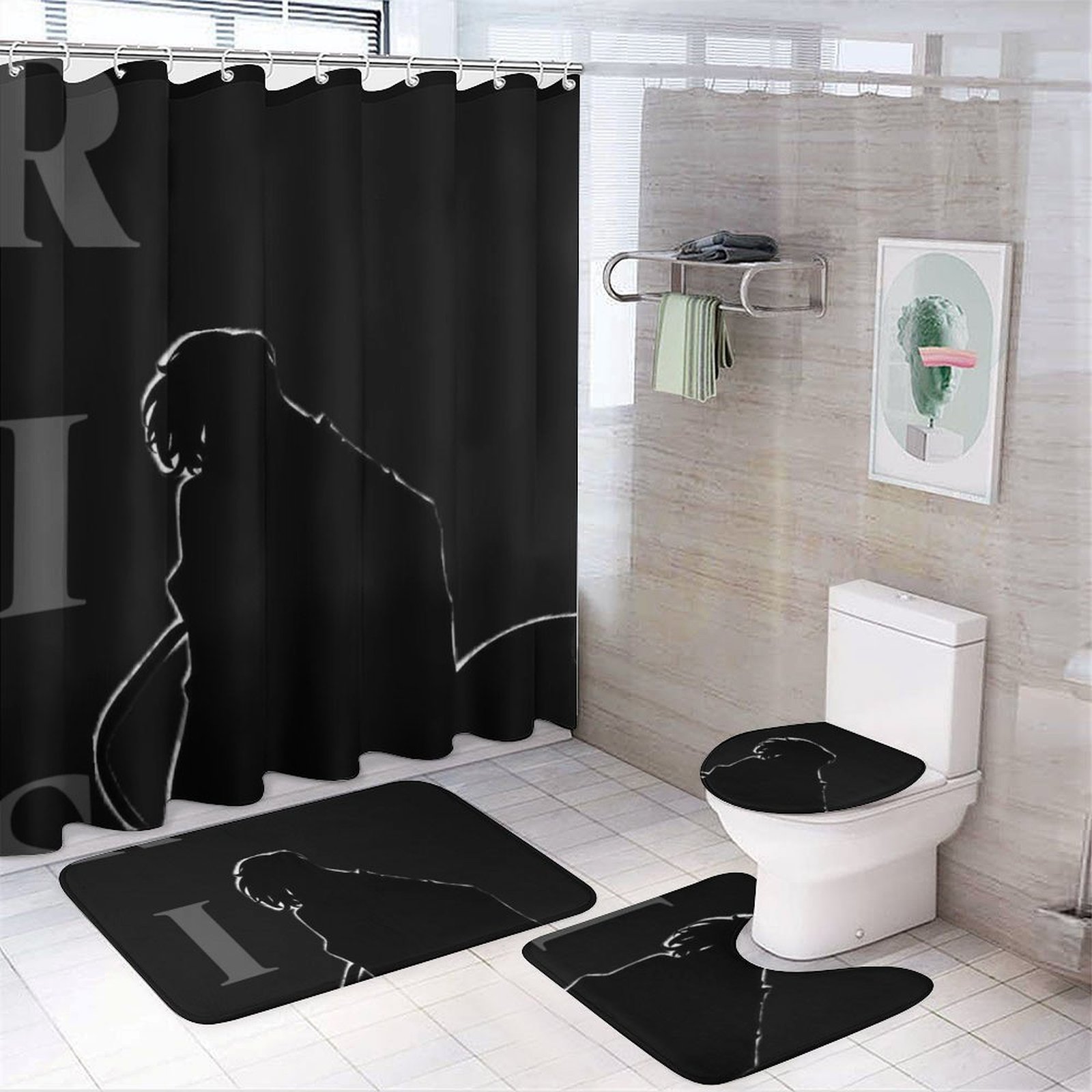 Solo Leve ling Shower Curtain Sets Cartoon Anime For Boys Grils Gift Solo Leve ling Shower Curtain Sets Cartoon Anime For Boys Grils Gift
