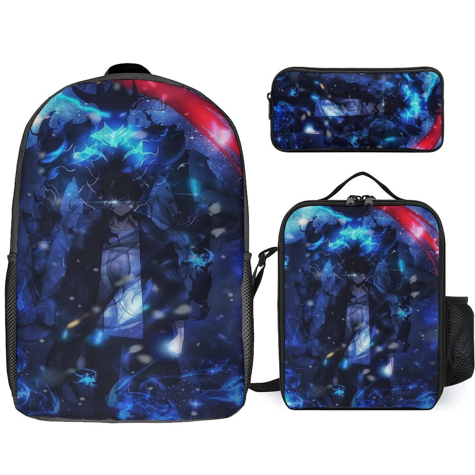 Solo Leveling 17in Backpack 3 Piece Set Lightweight Shoulder Bag Laptop ...