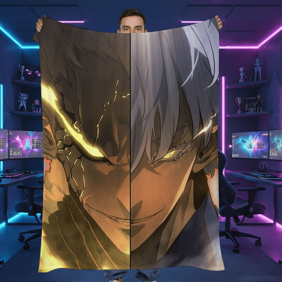 "Solo Leveling" Anime Print Flannel Throw Blankets Gifts for man ...