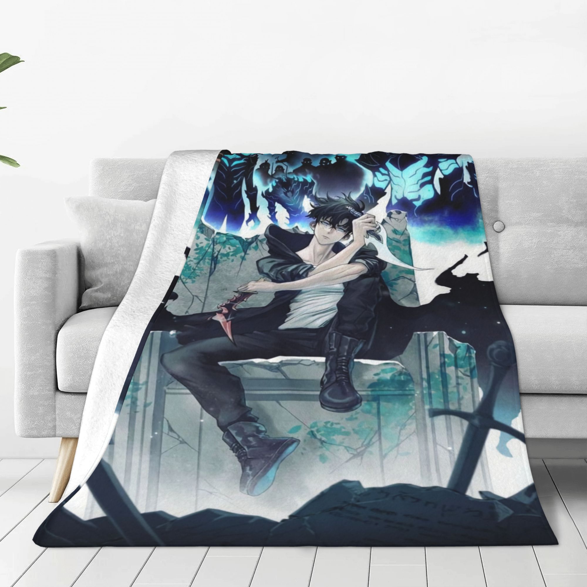 Solo Leveling Anime Throw Blanket Soft Plush Travel Blankets For ...
