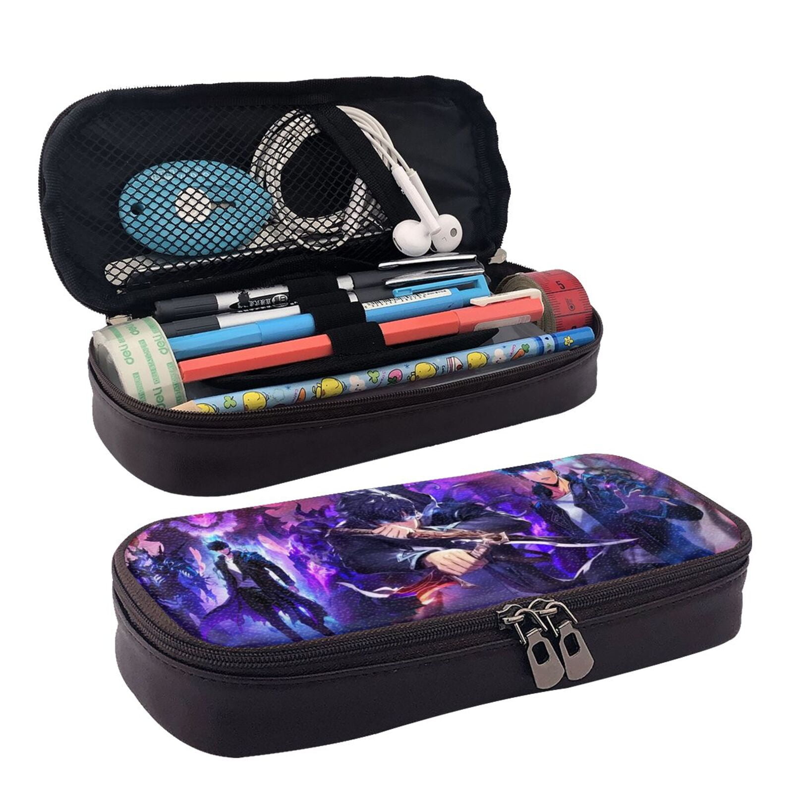 Solo Leveling Arise Pencil Case Brown Leather Pen Bag Stationery Pouch ...