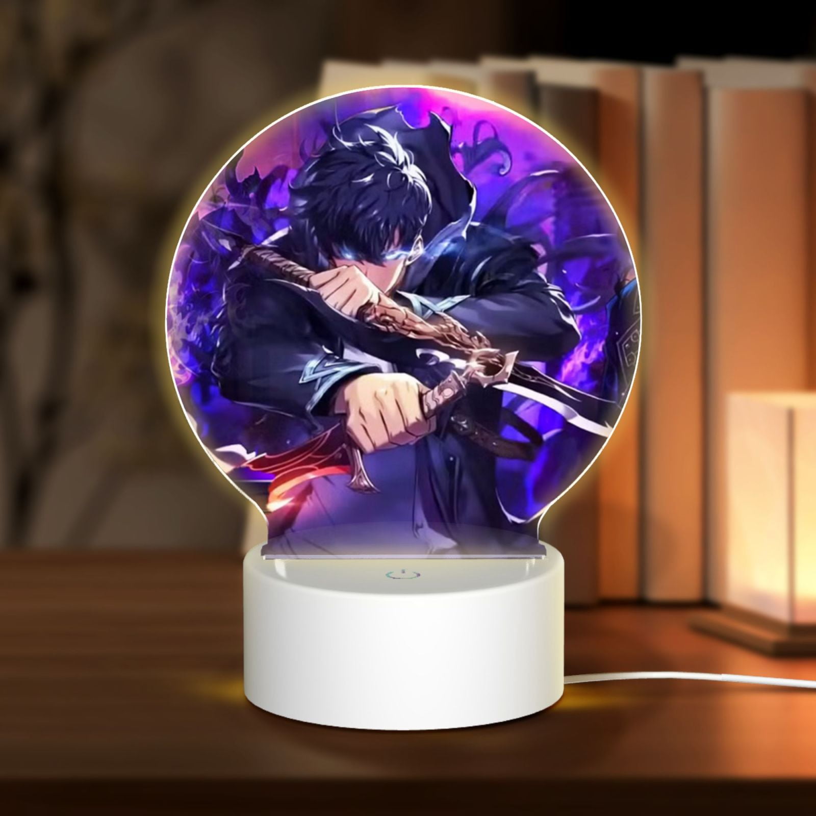 Solo Leveling Arise Round Acrylic Night Light Decoration USB Cable LED ...