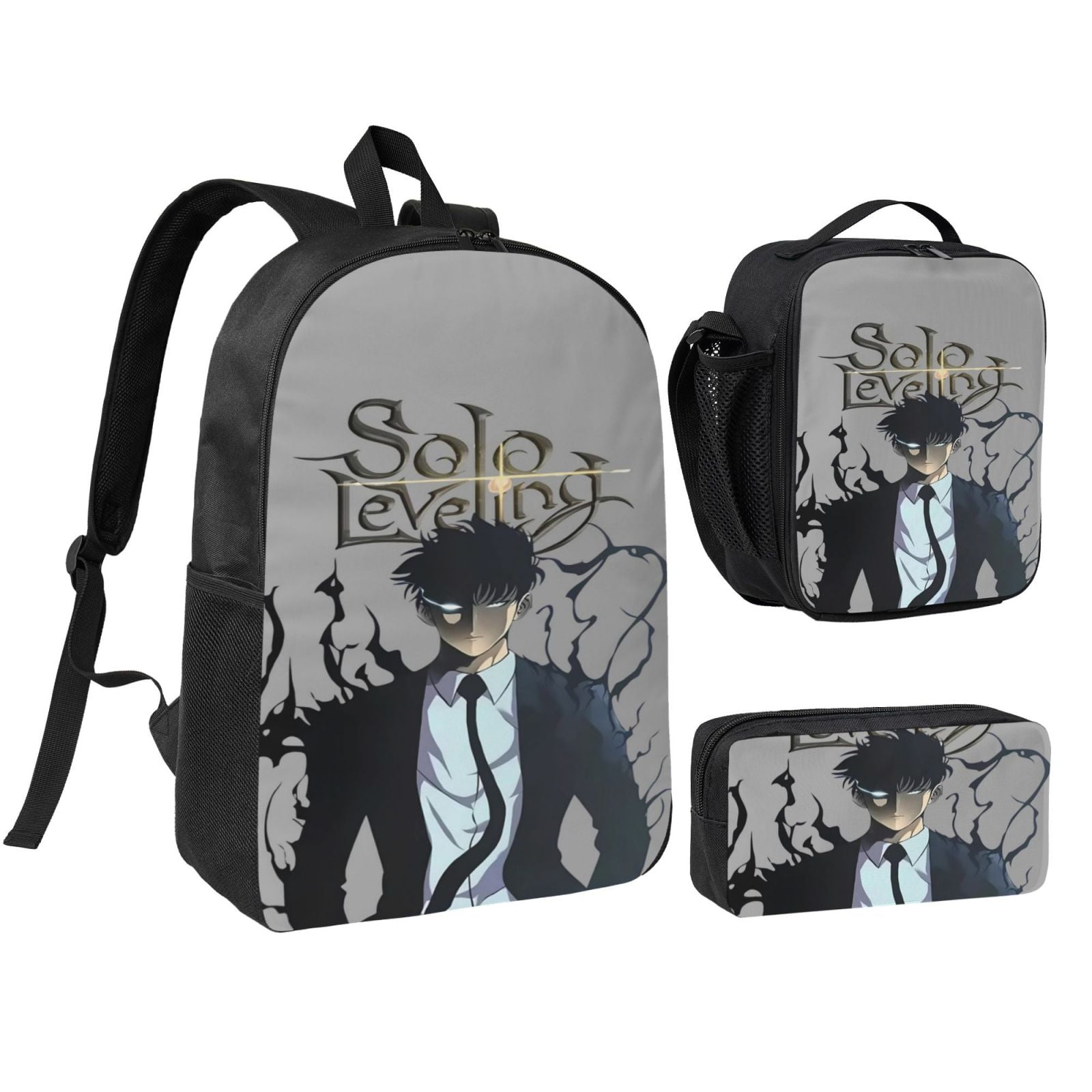 Solo Leveling Backpack 3 Piece Set Bookbag with Lunch Box Pencil Case ...