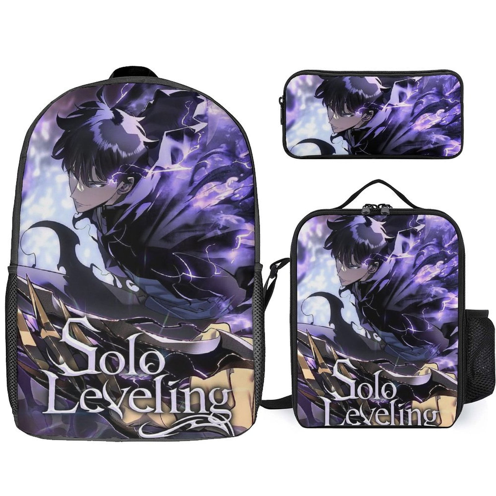 Solo Leveling Backpack Set 17 inch Bags with Lunch Bag Pencilcase Solo ...