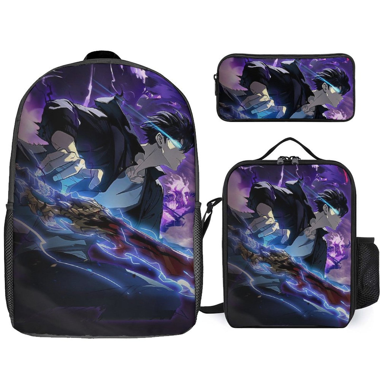 Solo Leveling Backpack Set 17 inch Bags with Lunch Bag Pencilcase Solo ...