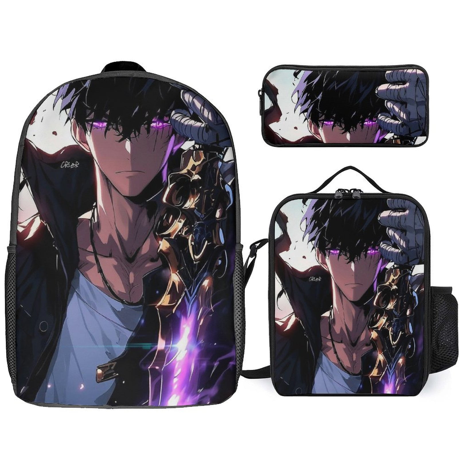 Solo Leveling Backpack Set 17 inch Bags with Lunch Bag Pencilcase Solo ...