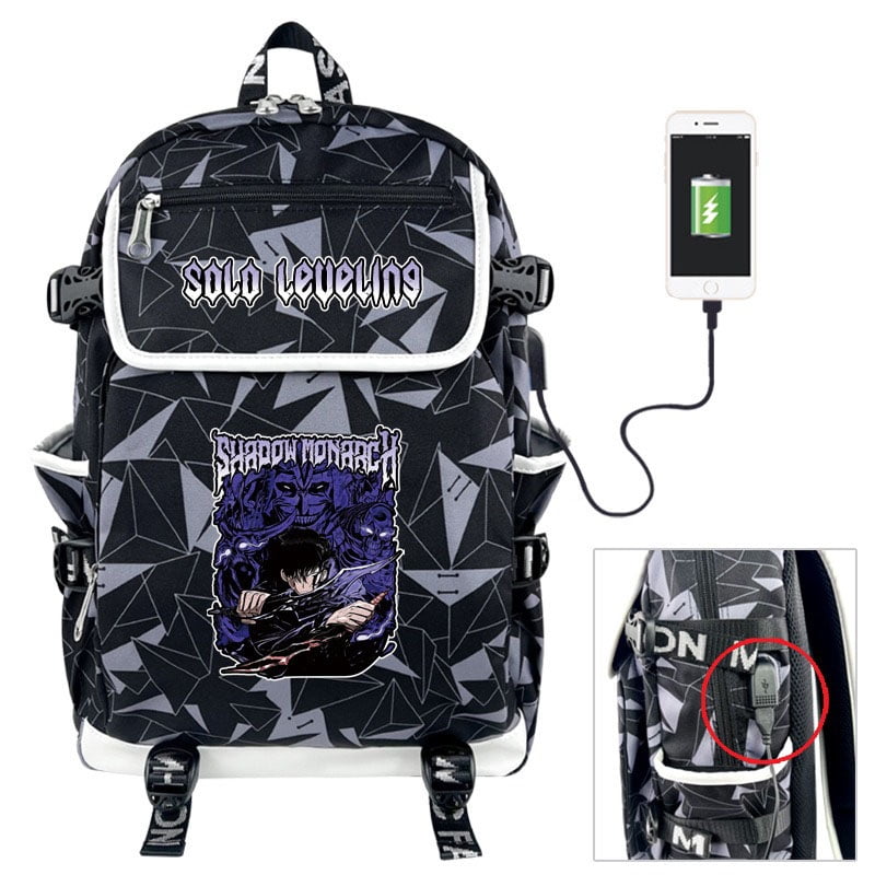 Solo Leveling Backpack Sung Jinwoo with USB Charger College Bookbag ...