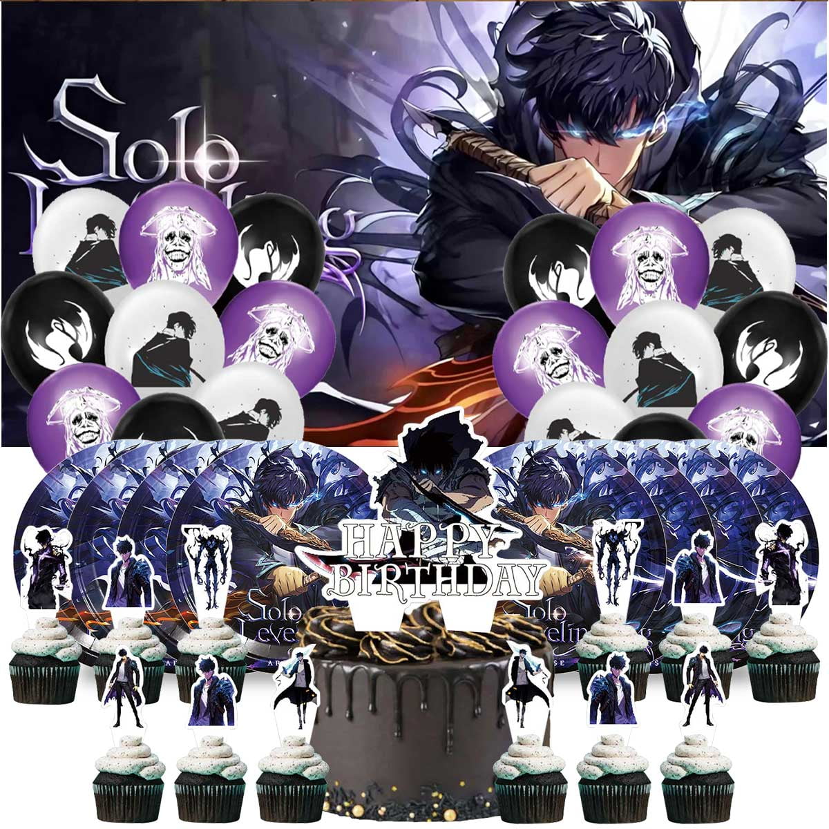 Solo Leveling Birthday Party Supplies Balloons Paper Plates Decoration ...