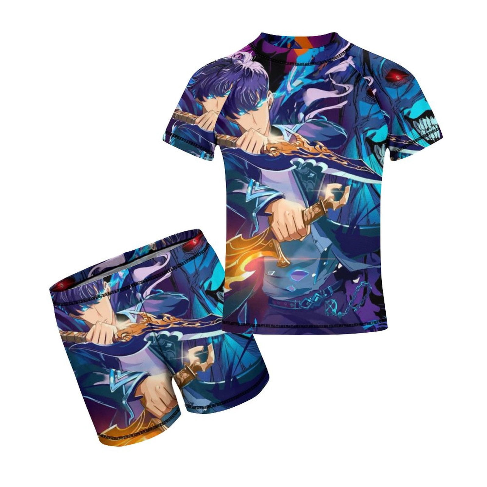 Solo Leveling Boys 2-Piece Swimsuit Set Bathing Suit Short Sleeve ...