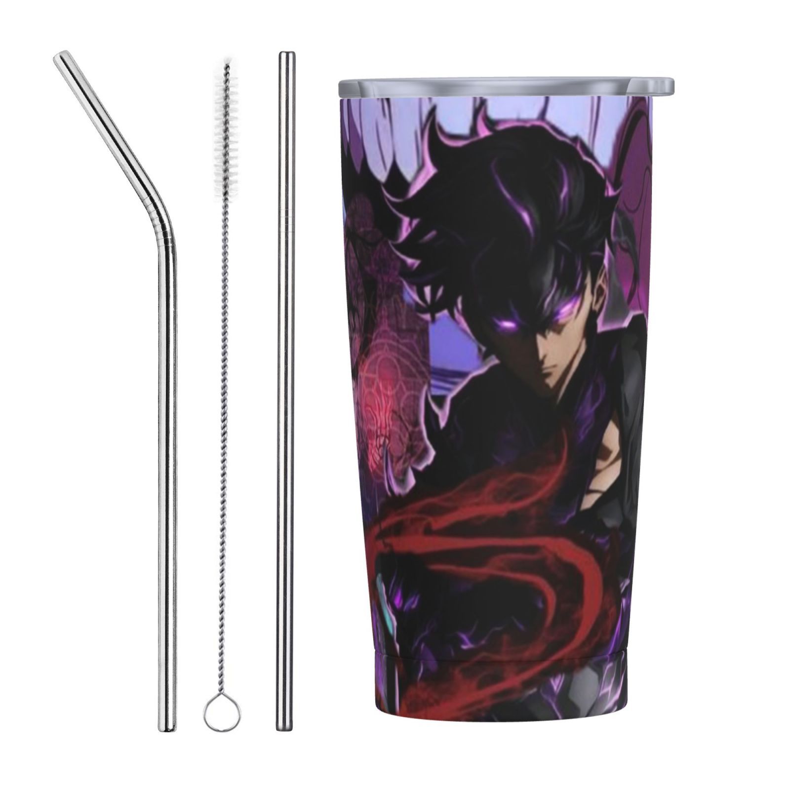 Solo Leveling Car Cup With Straw 20oz Stainless Steel Tumbler Push-Pull ...
