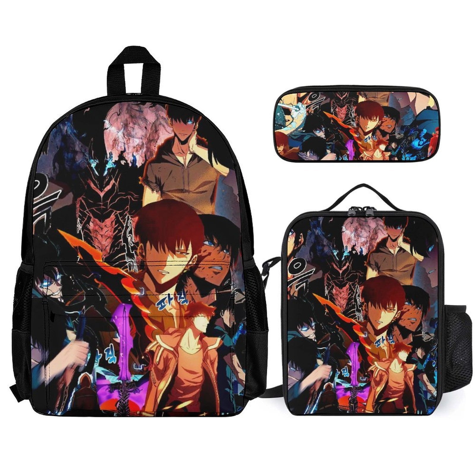 Solo Leveling Characters Backpack 3 Pieces Set With Pencil Case Lunch ...