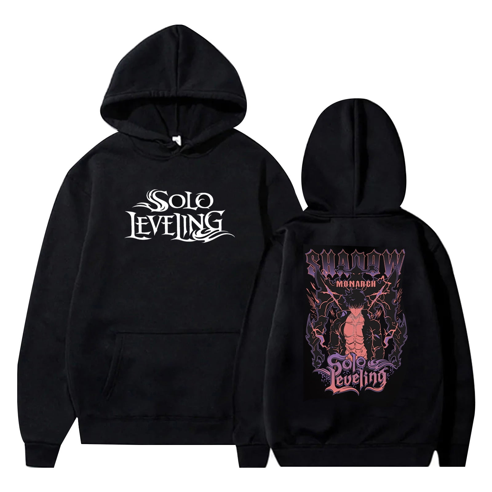 Solo Leveling Graphic Hoodie Korea Anime Jin Woo Sung Black Hoody ...