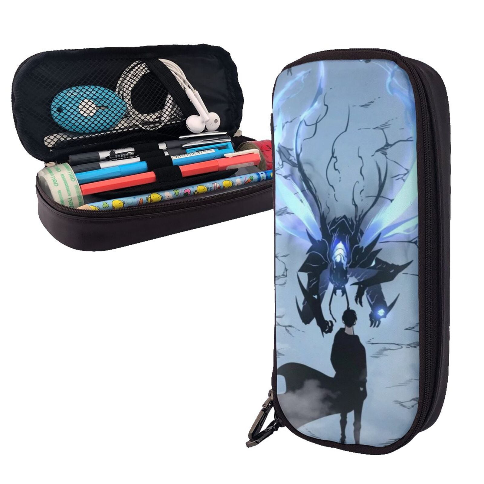 Solo Leveling Poster Pencil Case Brown Leather Pen Bag Stationery Pouch ...