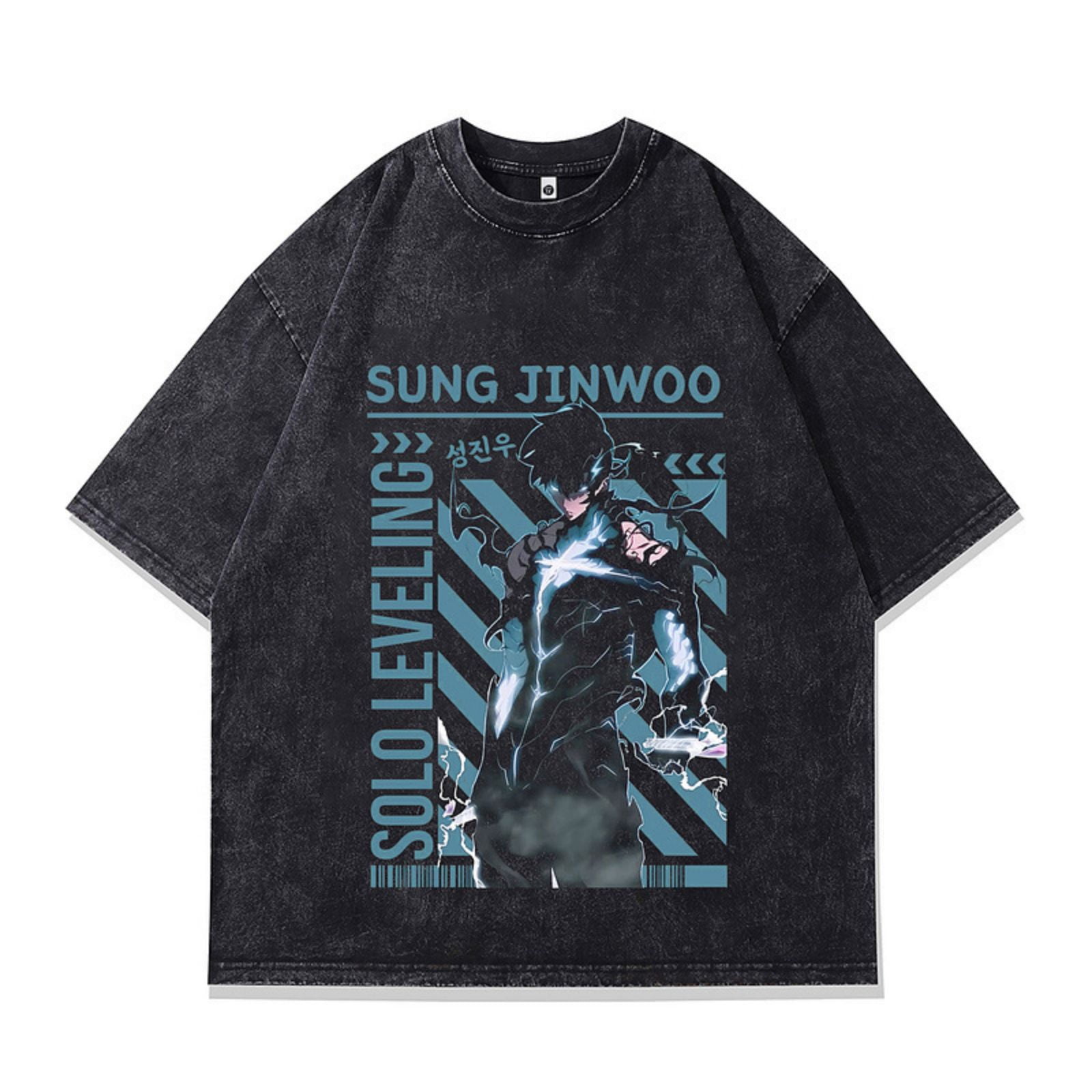 Solo Leveling Shirt Comic Con Washed Trend Street Short Sleeve Top (S ...