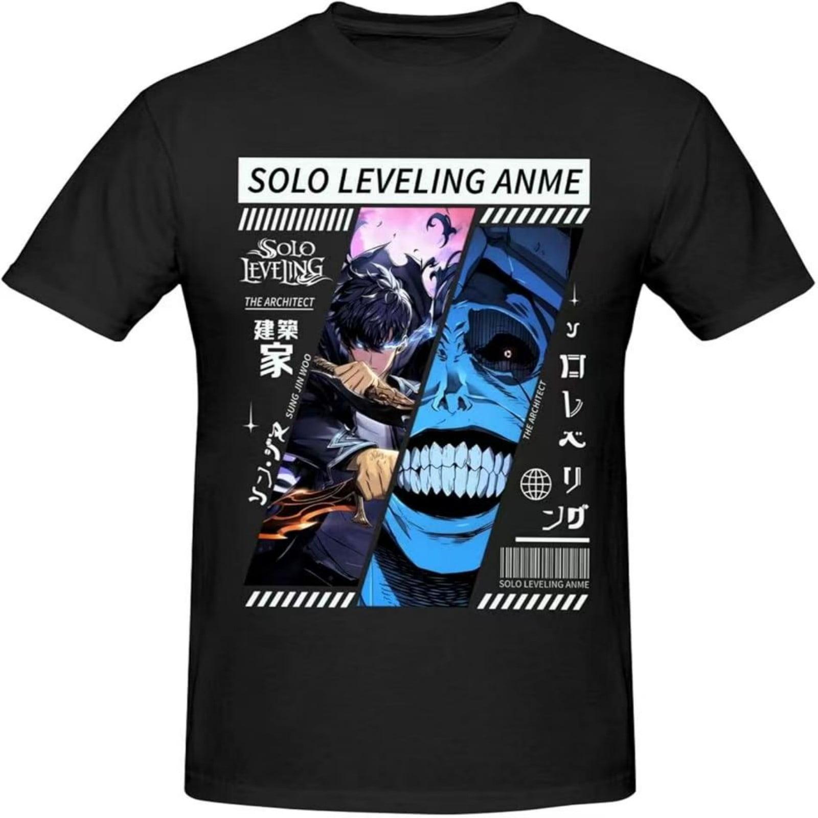 Solo Leveling Shirt Men's Pure Cotton T-Shirts O Neck Jin Woo Sung Tees ...