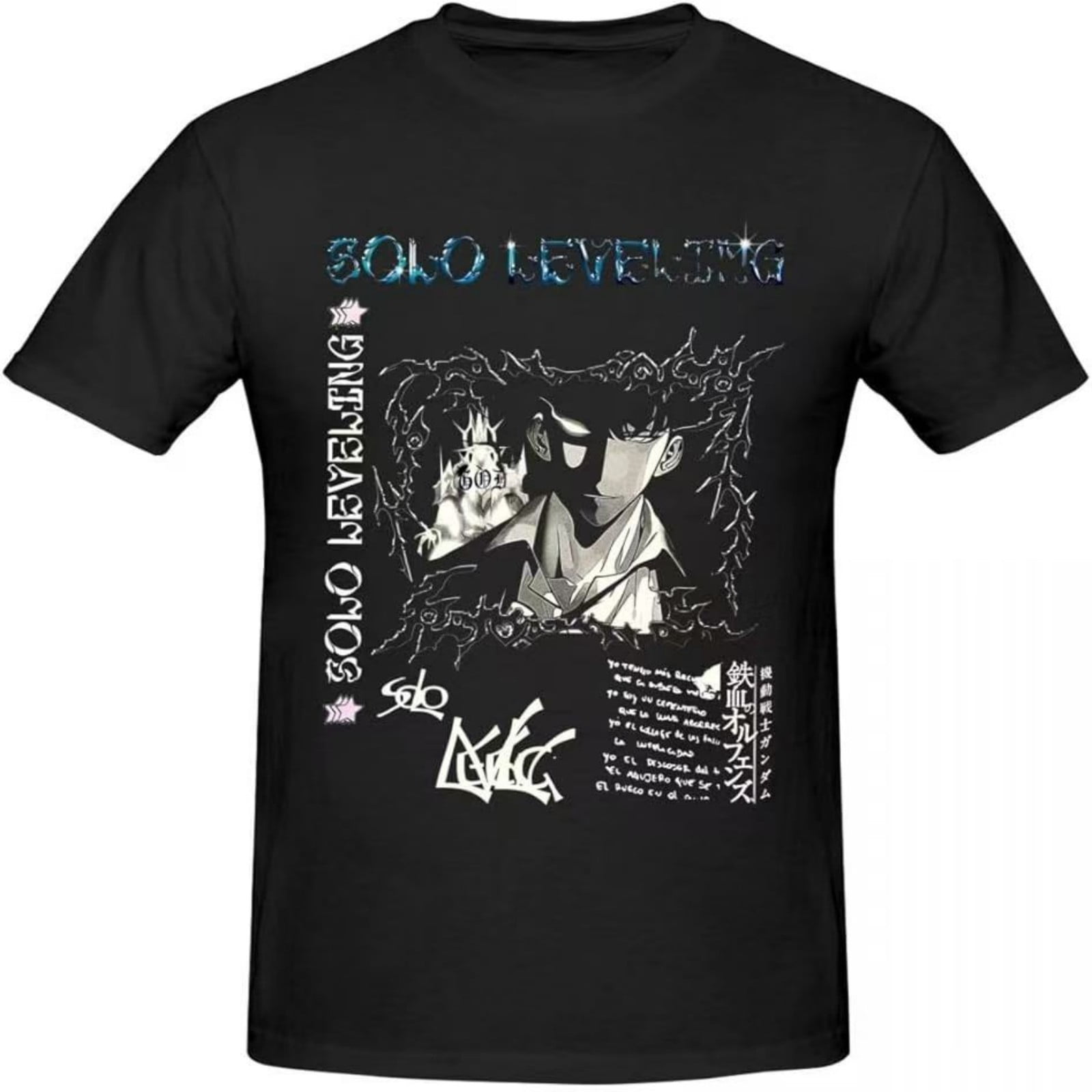 Solo Leveling Shirt Men's Pure Cotton T-Shirts O Neck Sung Jin Woo Tees ...