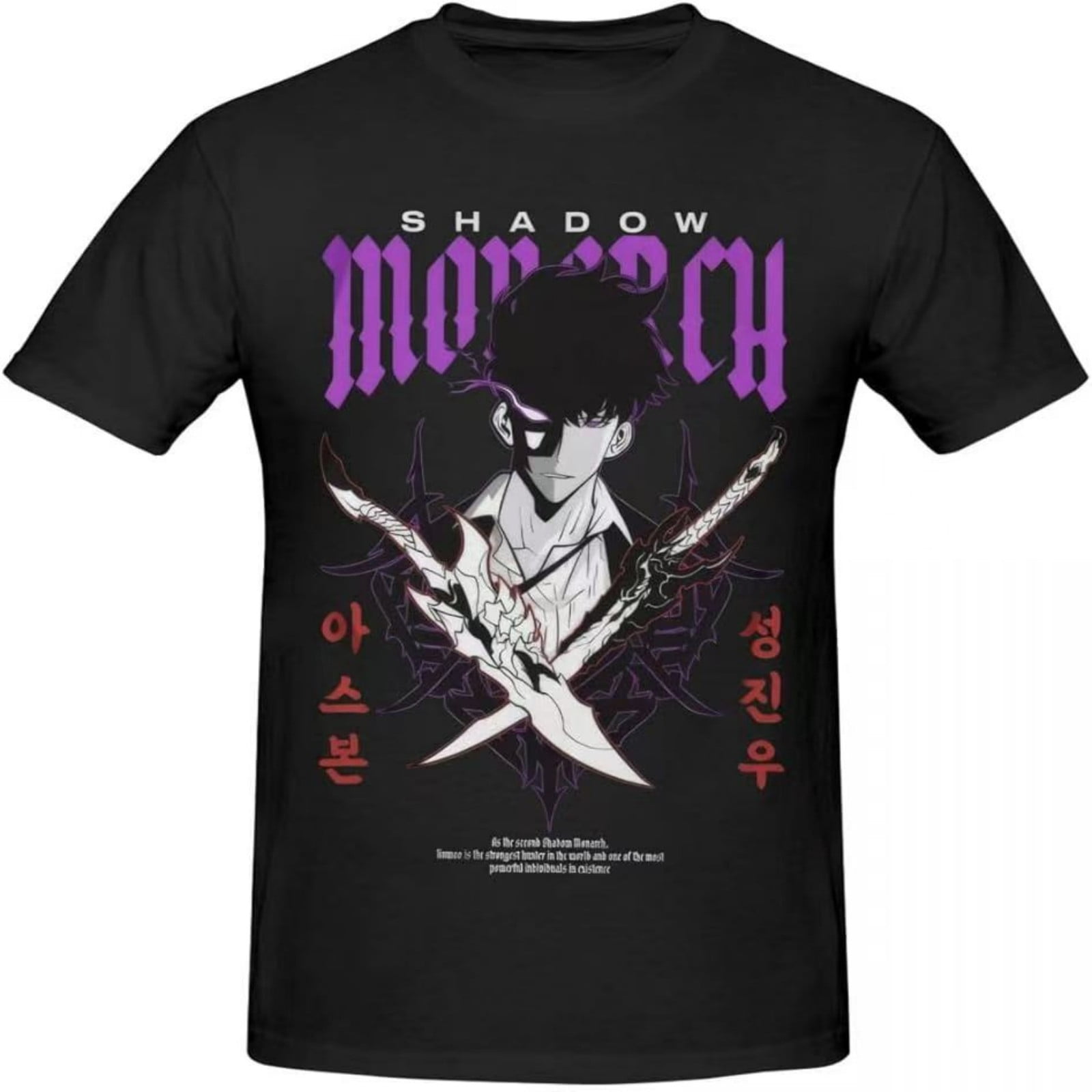 Solo Leveling Shirt Men's Pure Cotton T-Shirts O Neck Sung Jin Woo Tees ...