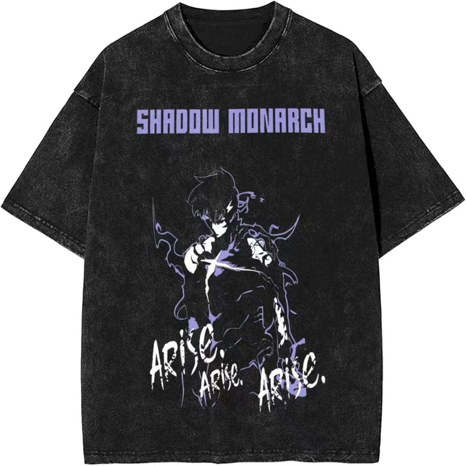 Solo Leveling Shirt Men's Pure Washed Cotton O Neck Sung Jin Woo T ...